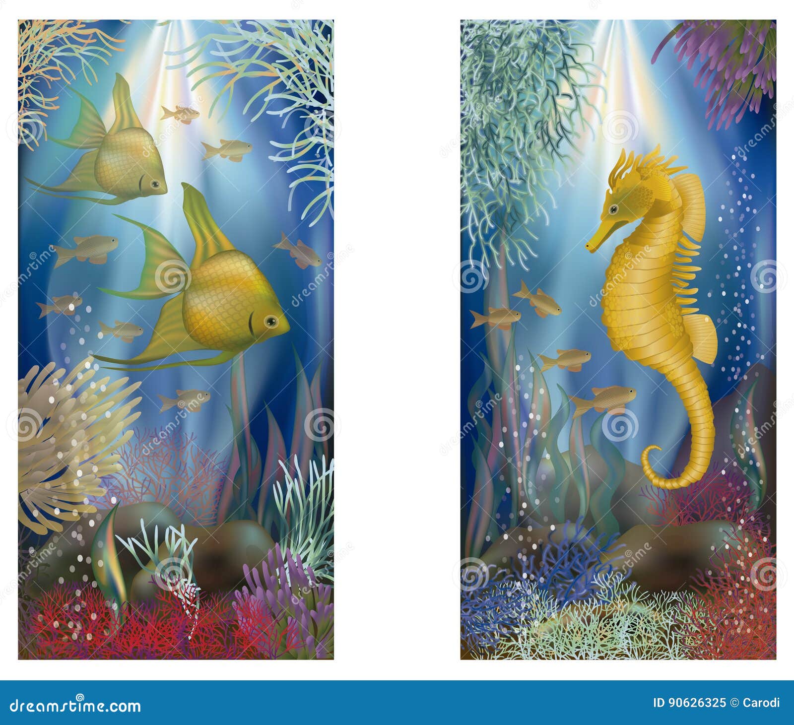 Underwater Banners with Tropical Fish, Vector Stock Vector ...