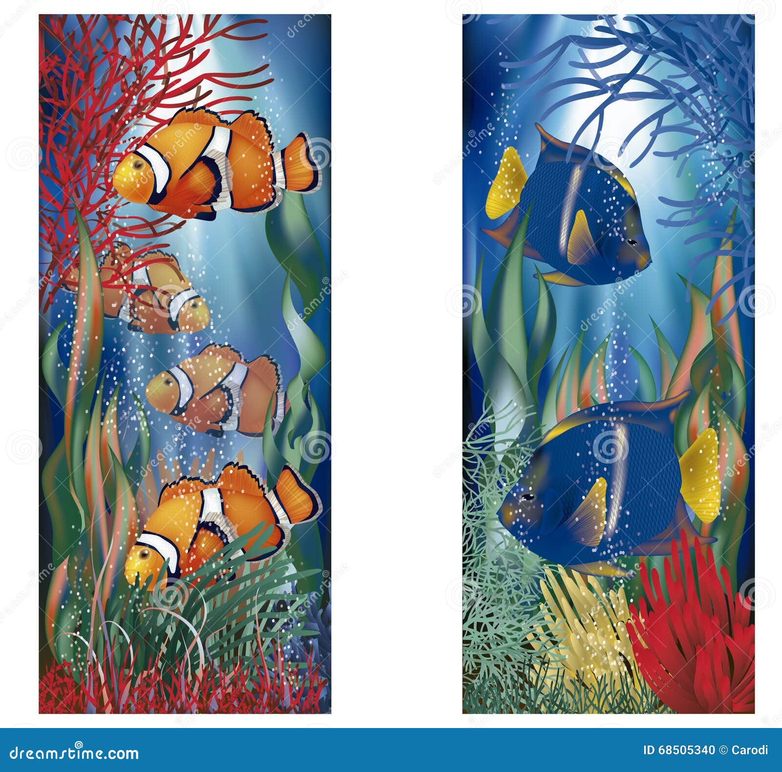 Underwater Banners Tropical Fish, Vector Stock Vector - Illustration of ...