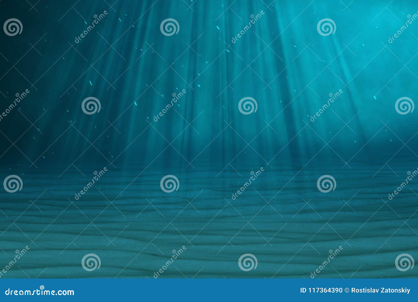 Underwater Blue Background in Sea, Ocean, with Volume Light. 3d ...