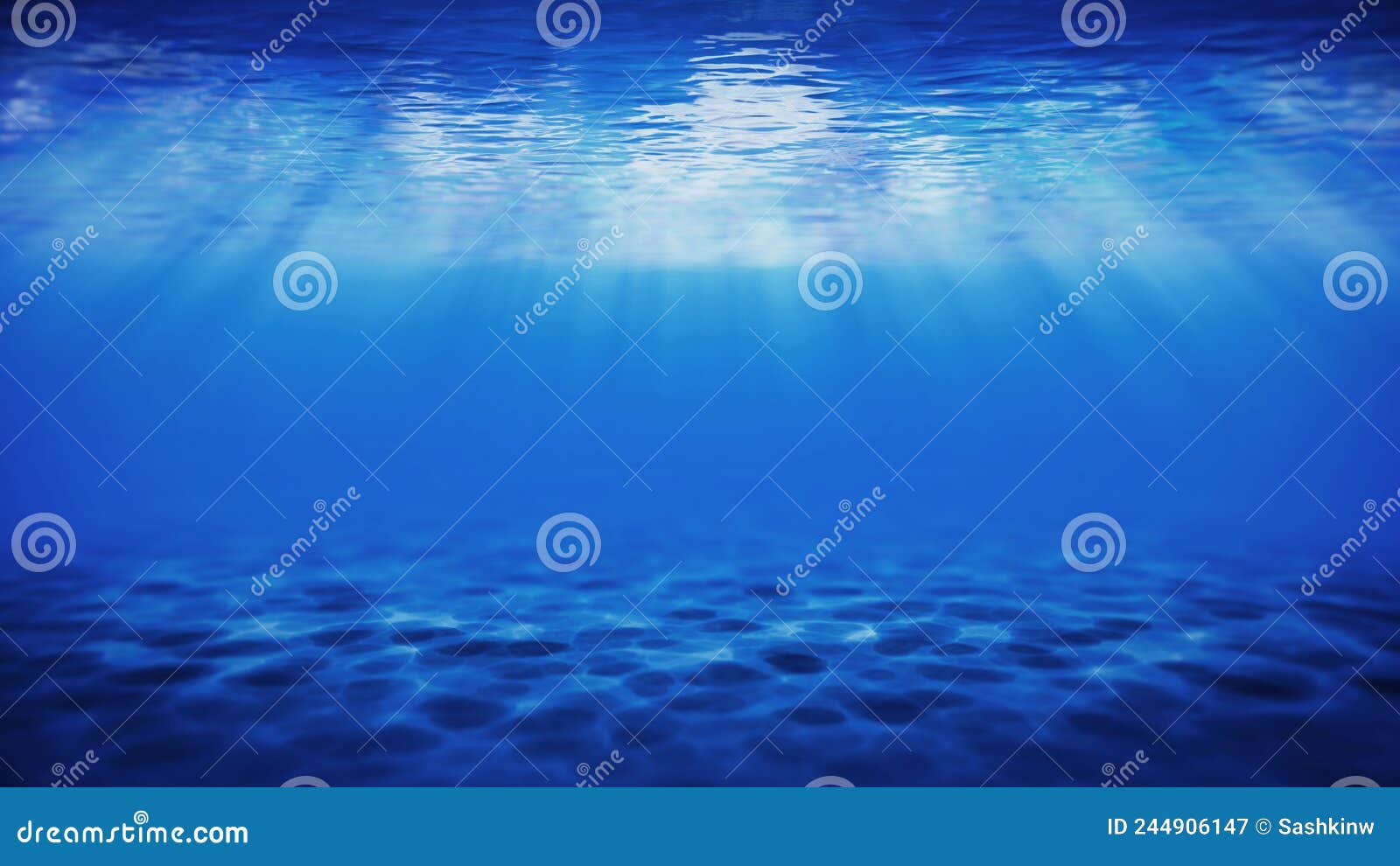 Underwater Blue Ocean with Caustic and Light Rays - Sea Bottom ...