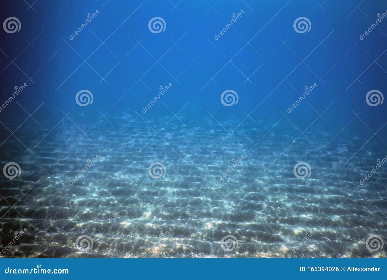 Underwater Blue Ocean, Sandy Sea Bottom Underwater Background Stock ...