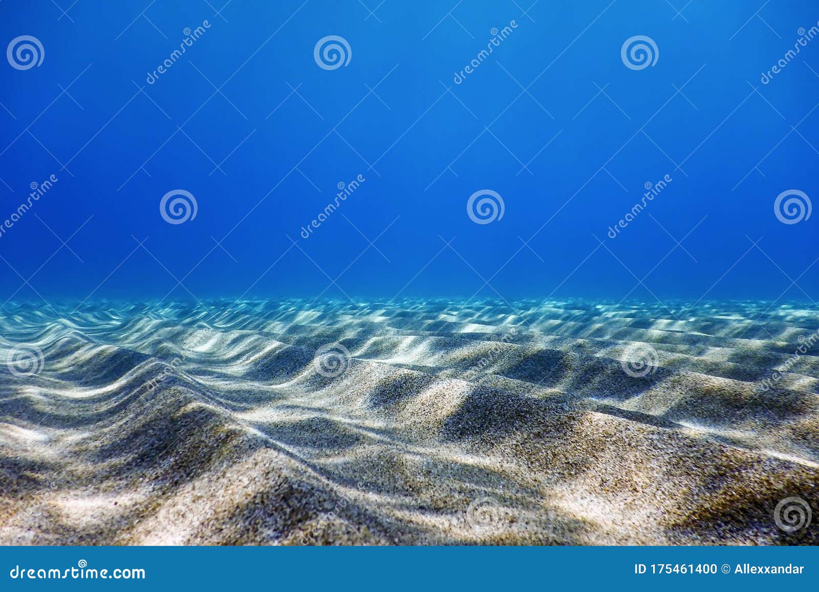 Underwater Blue Ocean, Sandy Sea Bottom Underwater Background Stock ...