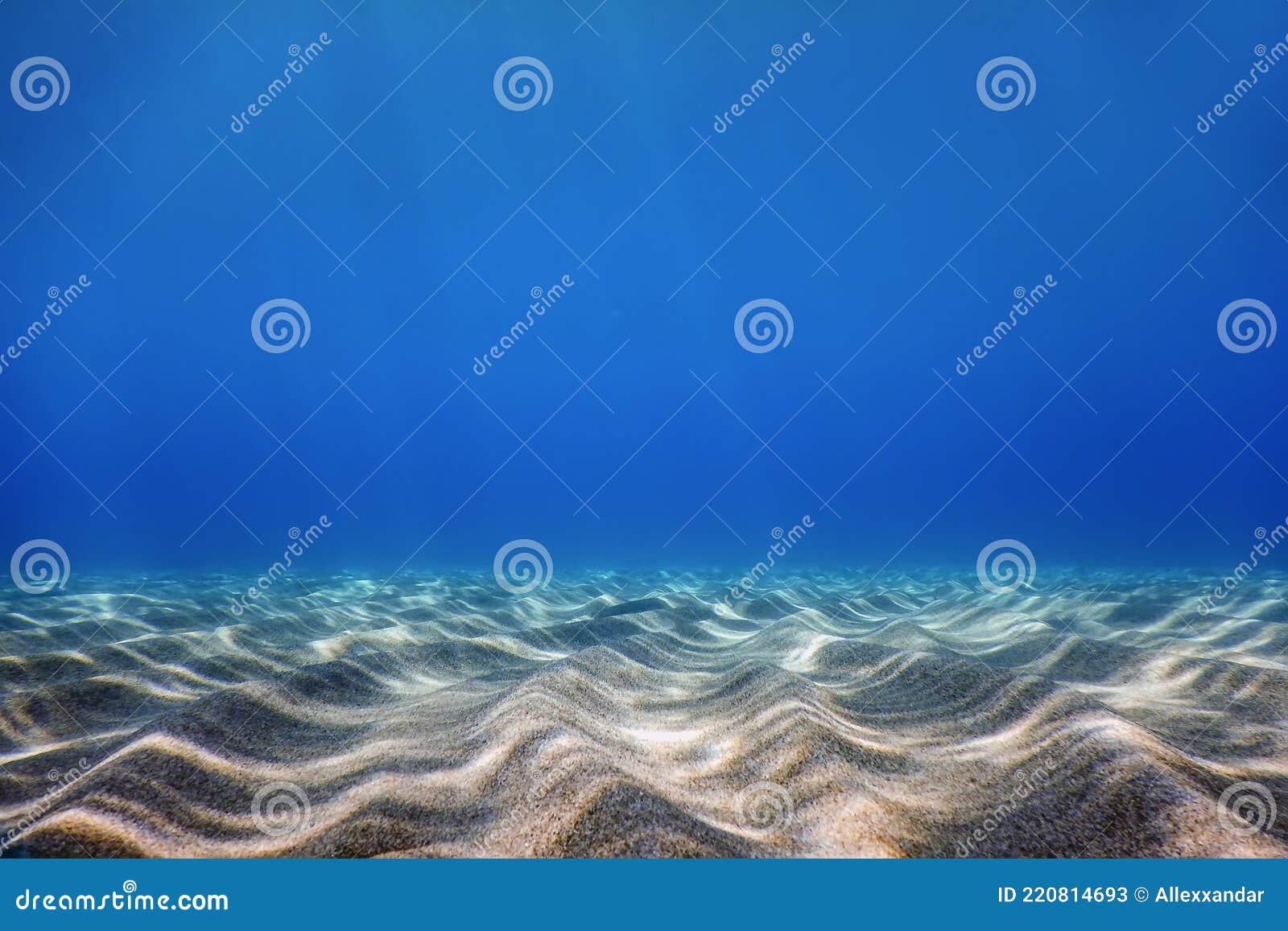 Underwater Blue Ocean, Sandy Sea Bottom Underwater Background Stock ...