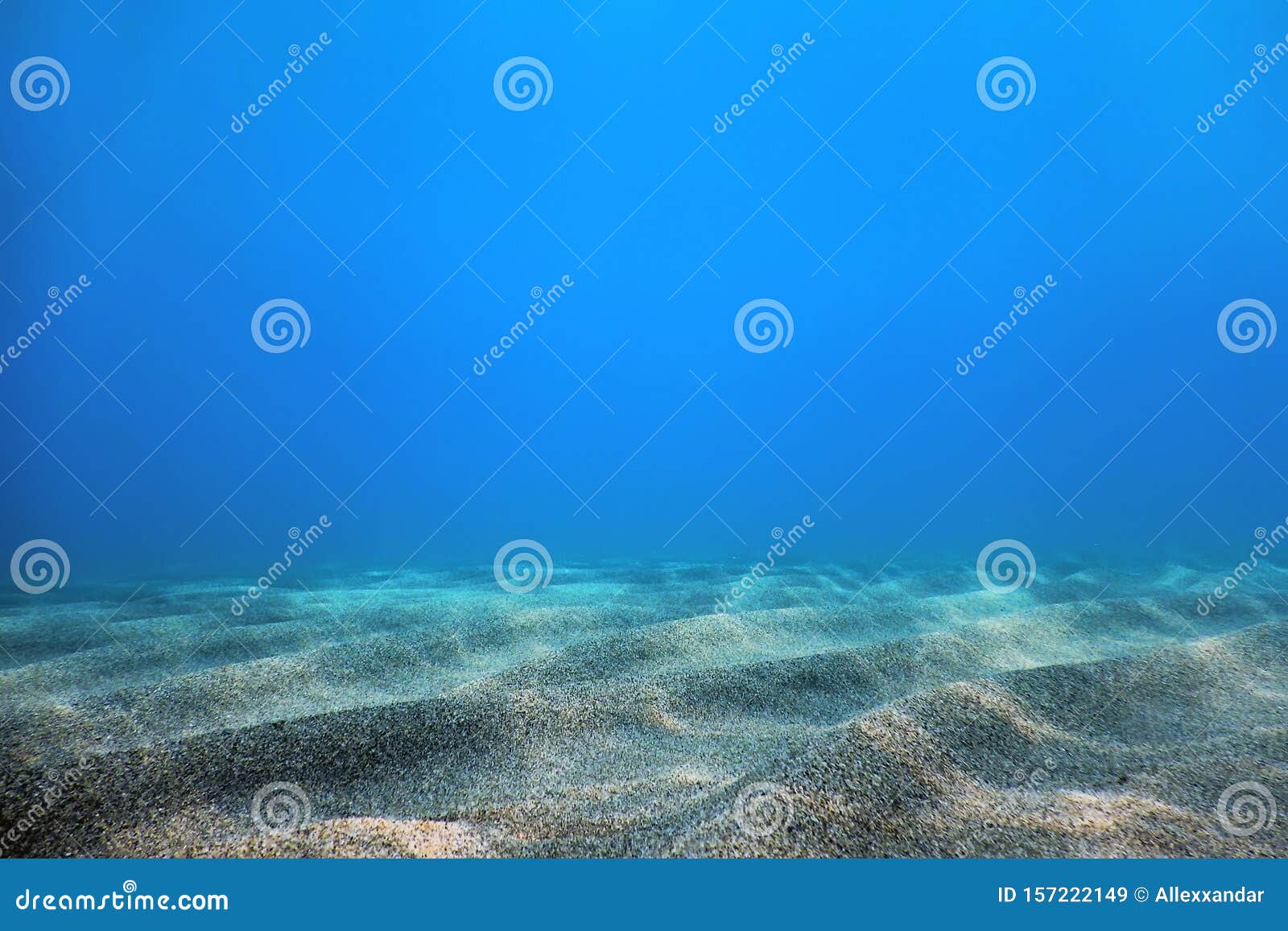 Underwater Blue Ocean, Sandy Sea Bottom Underwater Background Stock ...
