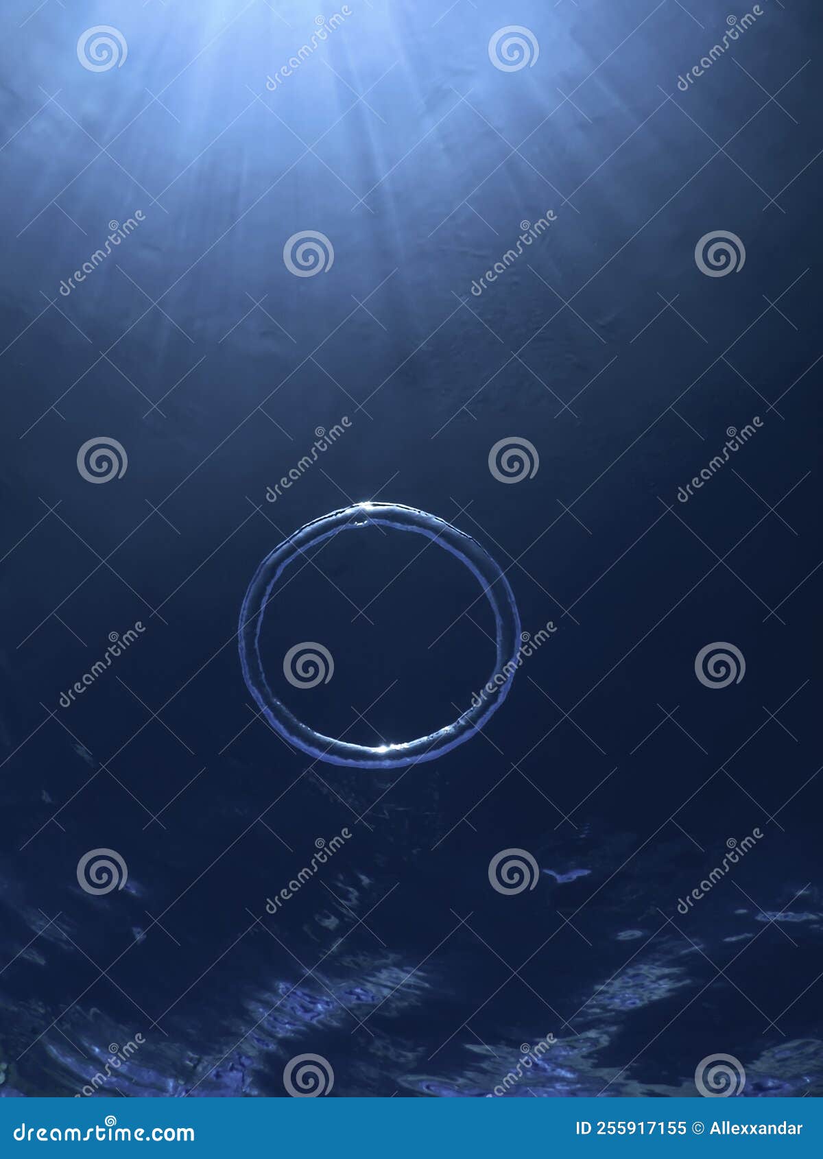 Underwater Bubble Ring Ascends Towards Sun Stock Image - Image of blue ...