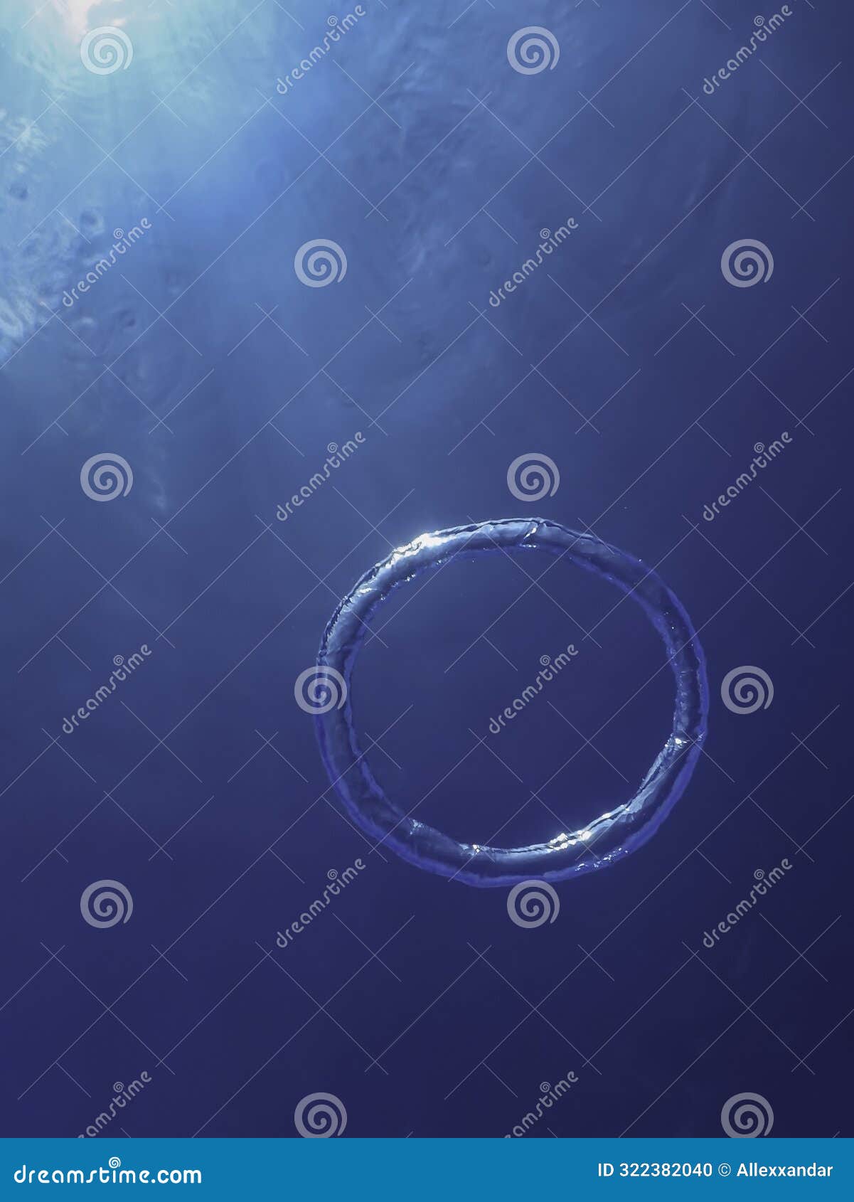 Underwater Bubble Ring Ascends Towards Sun Stock Photo - Image of ...