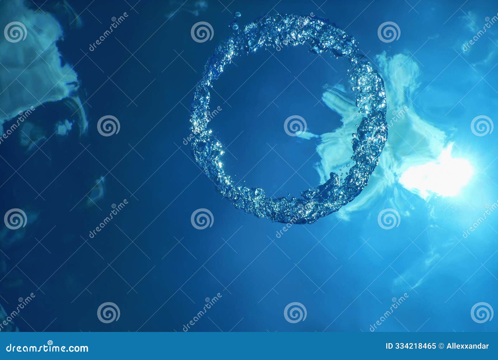 Underwater Bubble Ring Ascends Towards Sun Stock Image - Image of rings ...