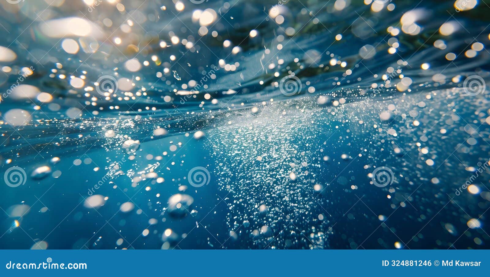 Underwater Bubbles and Light Rays Stock Illustration - Illustration of ...