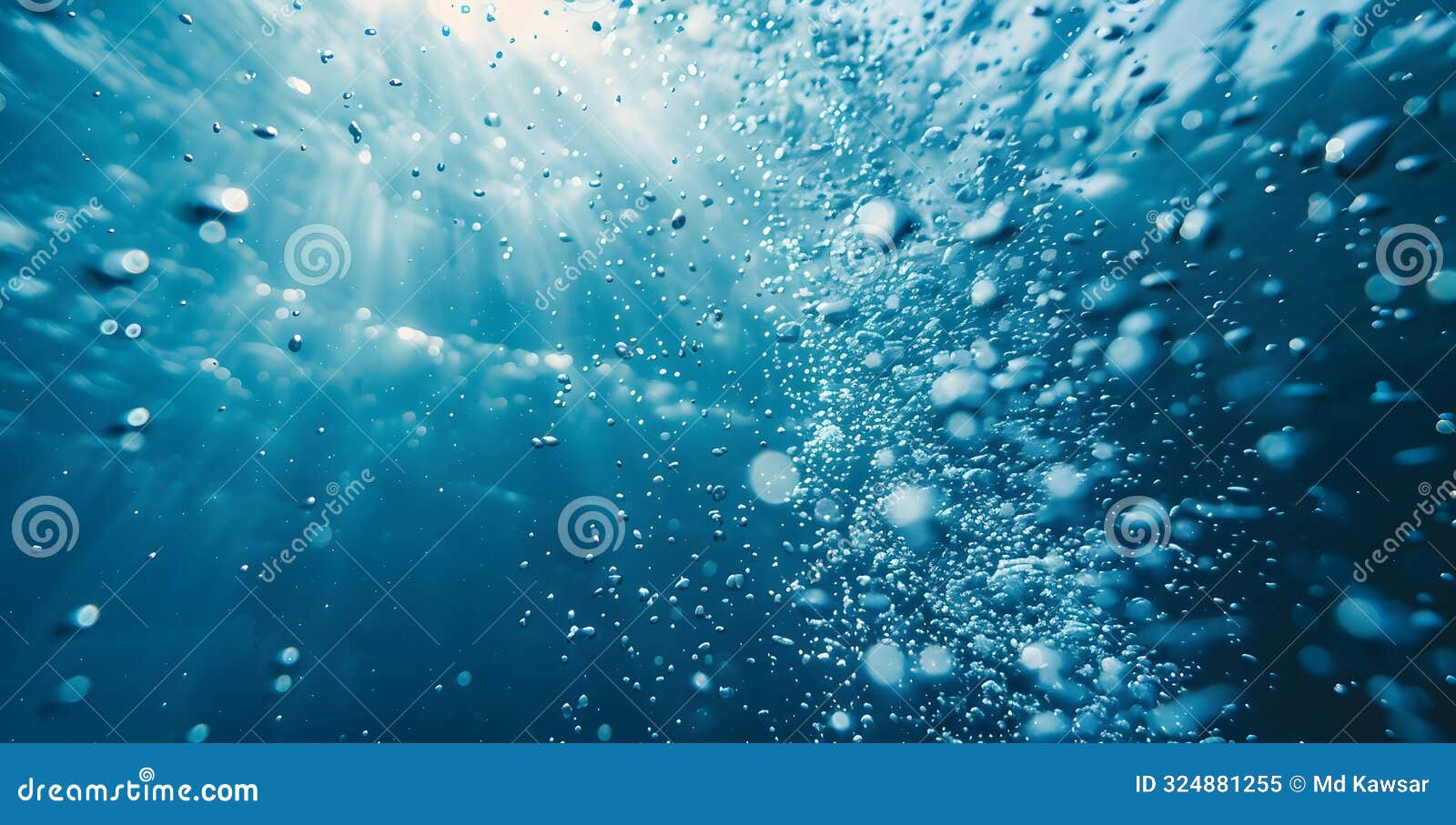 Underwater Bubbles with Sun Rays and Light Stock Illustration ...