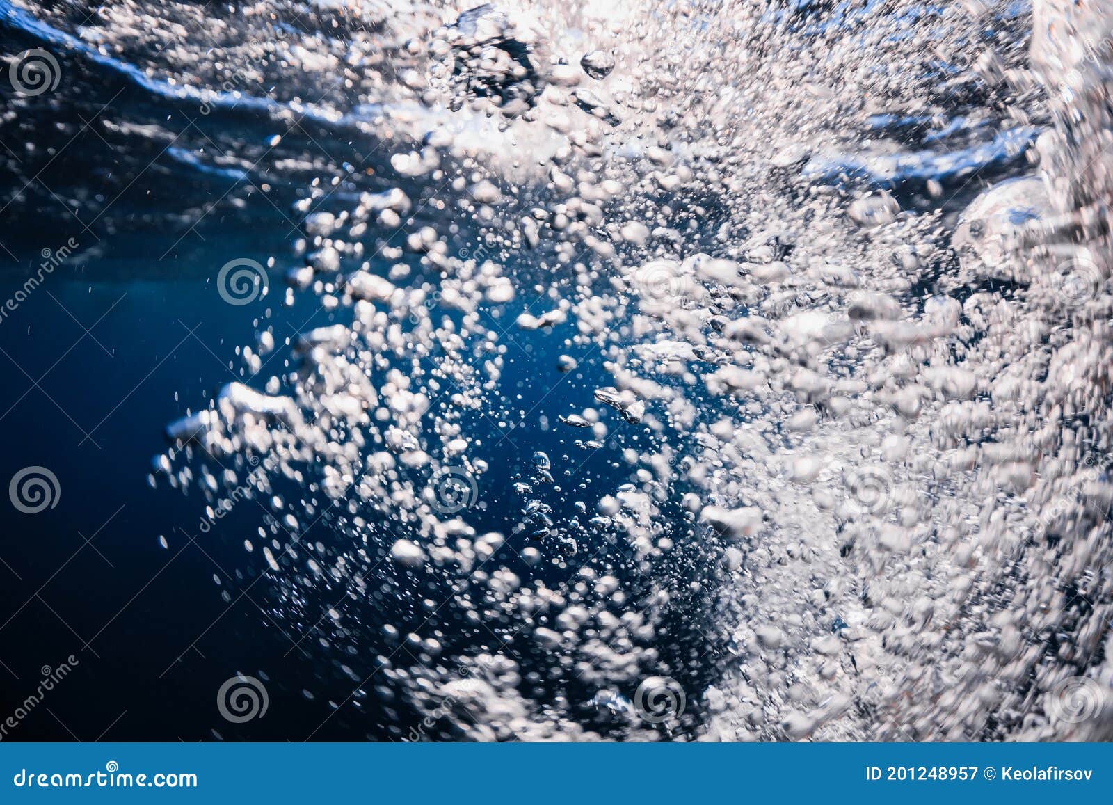 Underwater Bubbles Texture in Transparent Ocean. Air Bubbles in Sea ...