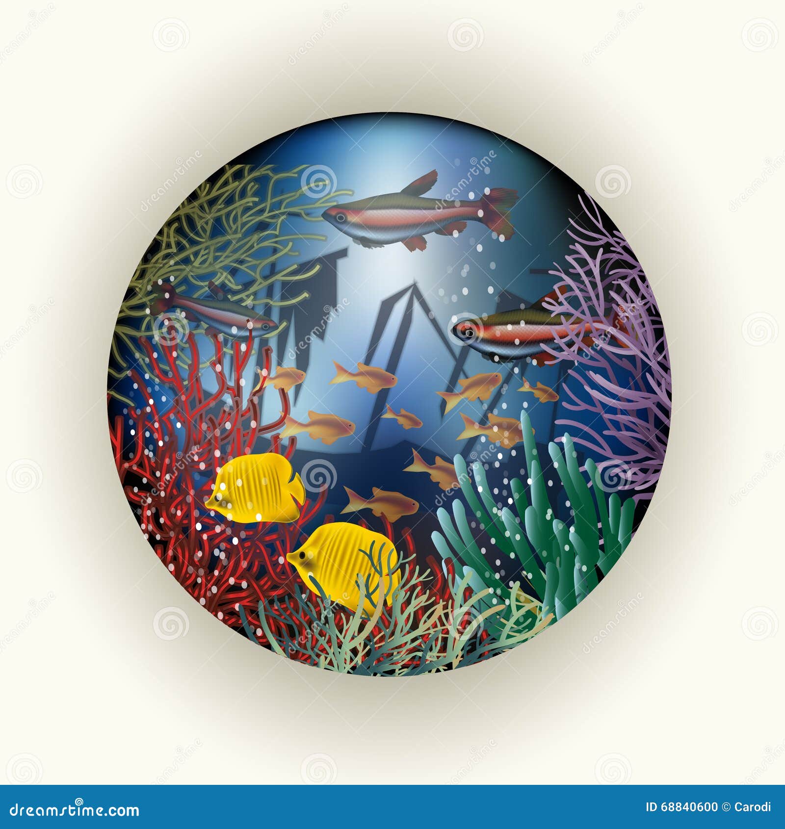 Underwater Card With Clownfish Cartoon Vector | CartoonDealer.com #73613291