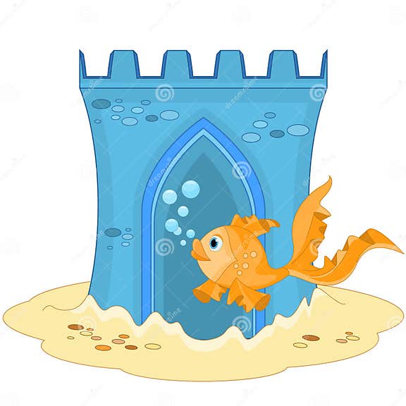 Underwater Castle and Gold Fish Stock Vector - Illustration of orange ...