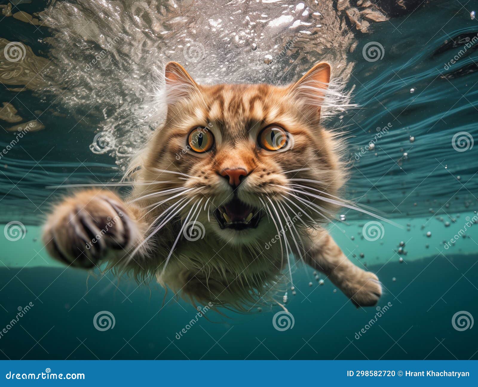 Underwater Cat in the Ocean Stock Illustration - Illustration of claws ...