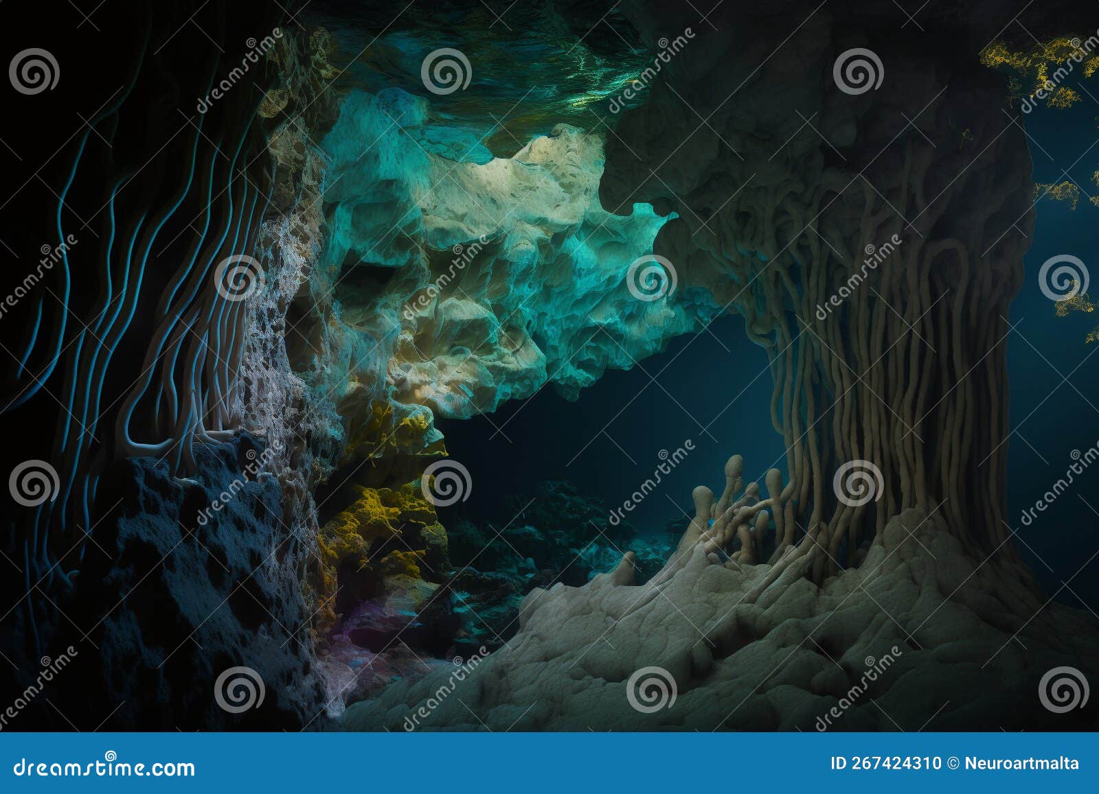 Underwater Cave AI Generative Render Stock Illustration - Illustration ...