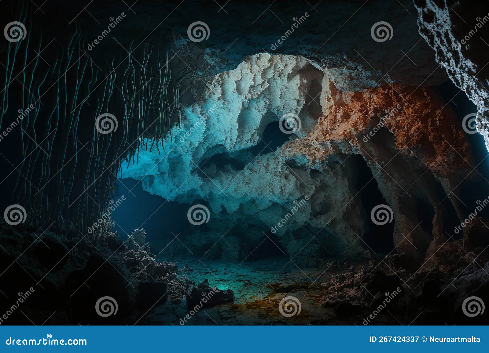 Underwater Cave AI Generative Render Stock Illustration - Illustration ...
