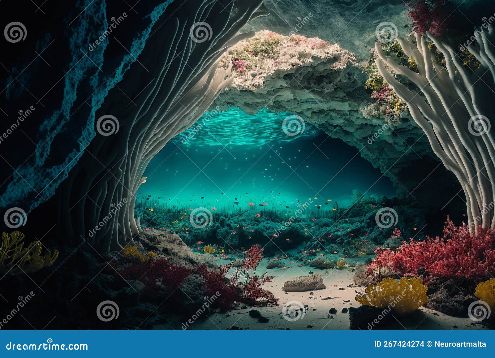 Underwater Cave AI Generative Render Stock Photography | CartoonDealer ...