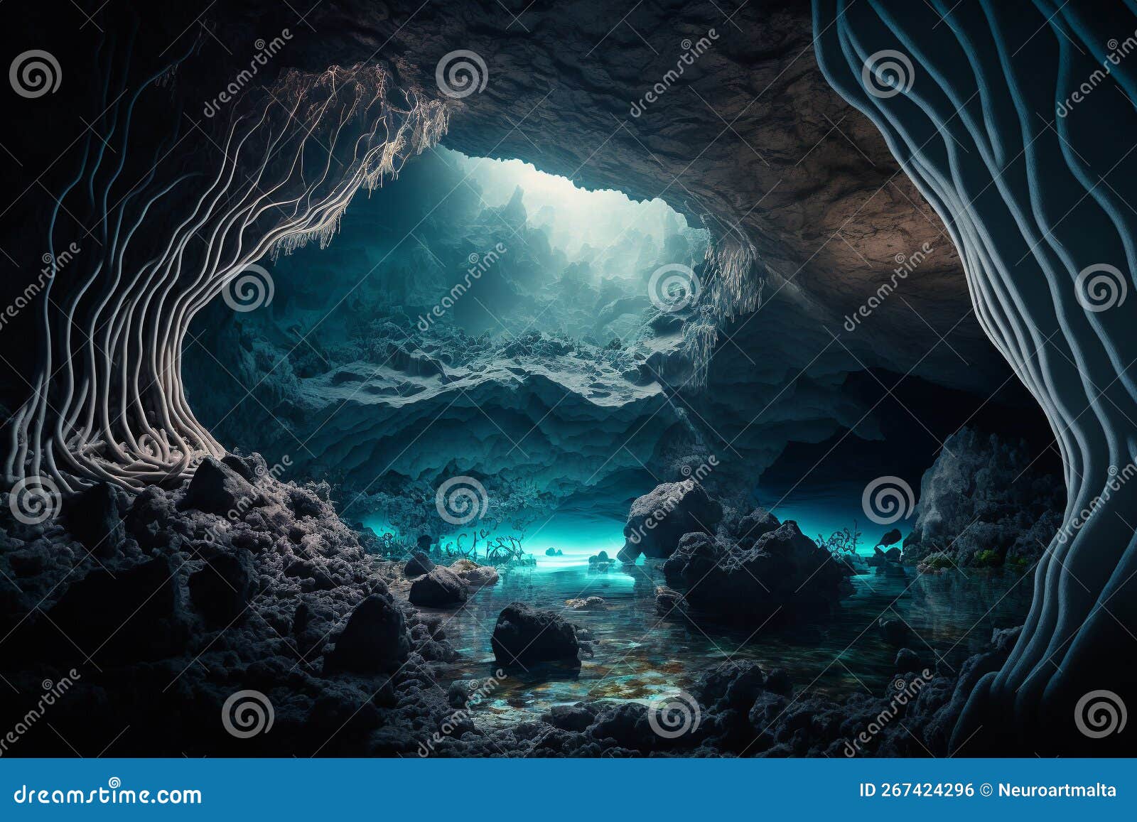 Underwater Cave AI Generative Render Stock Photo | CartoonDealer.com ...