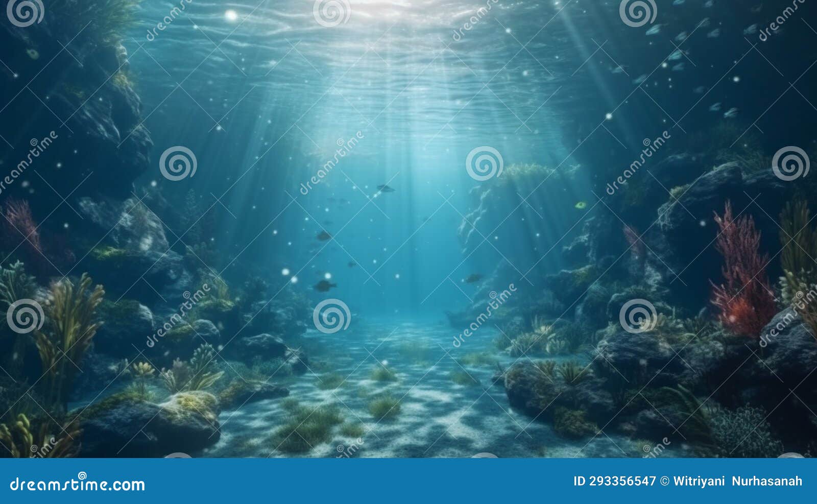 Underwater Cave with Columns and Rock. Soft Focus Stock Image - Image ...
