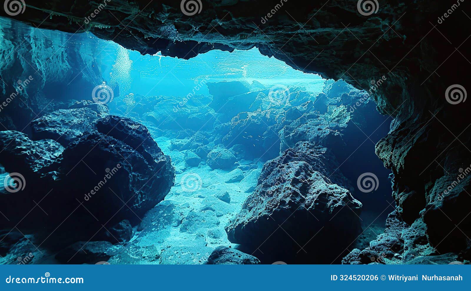Underwater Cave Entrance stock illustration. Illustration of serene ...