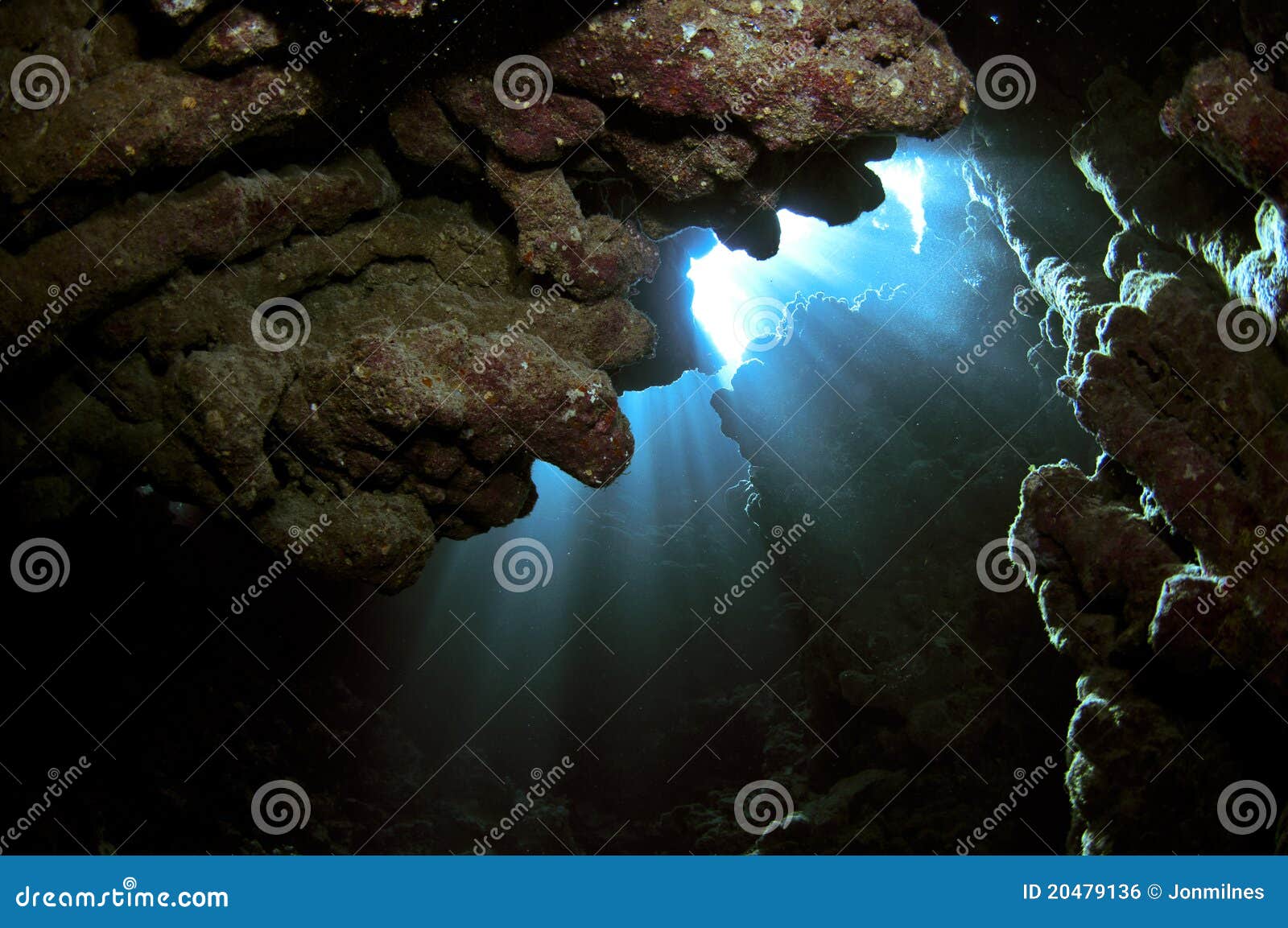 Underwater Caves With Light Beams Stock Photography | CartoonDealer.com ...