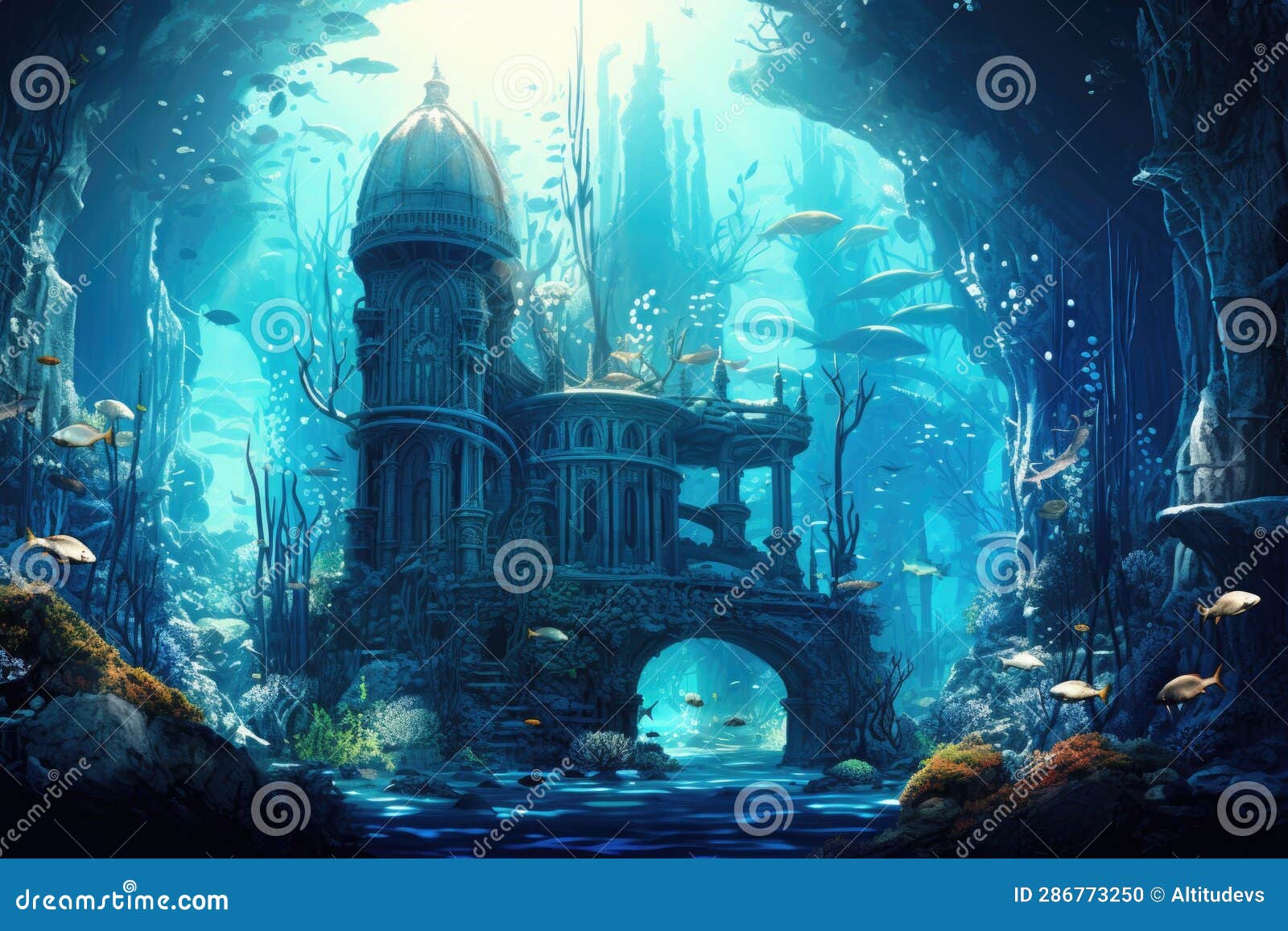 Underwater City Blueprint with Advanced Technology Stock Photo - Image ...