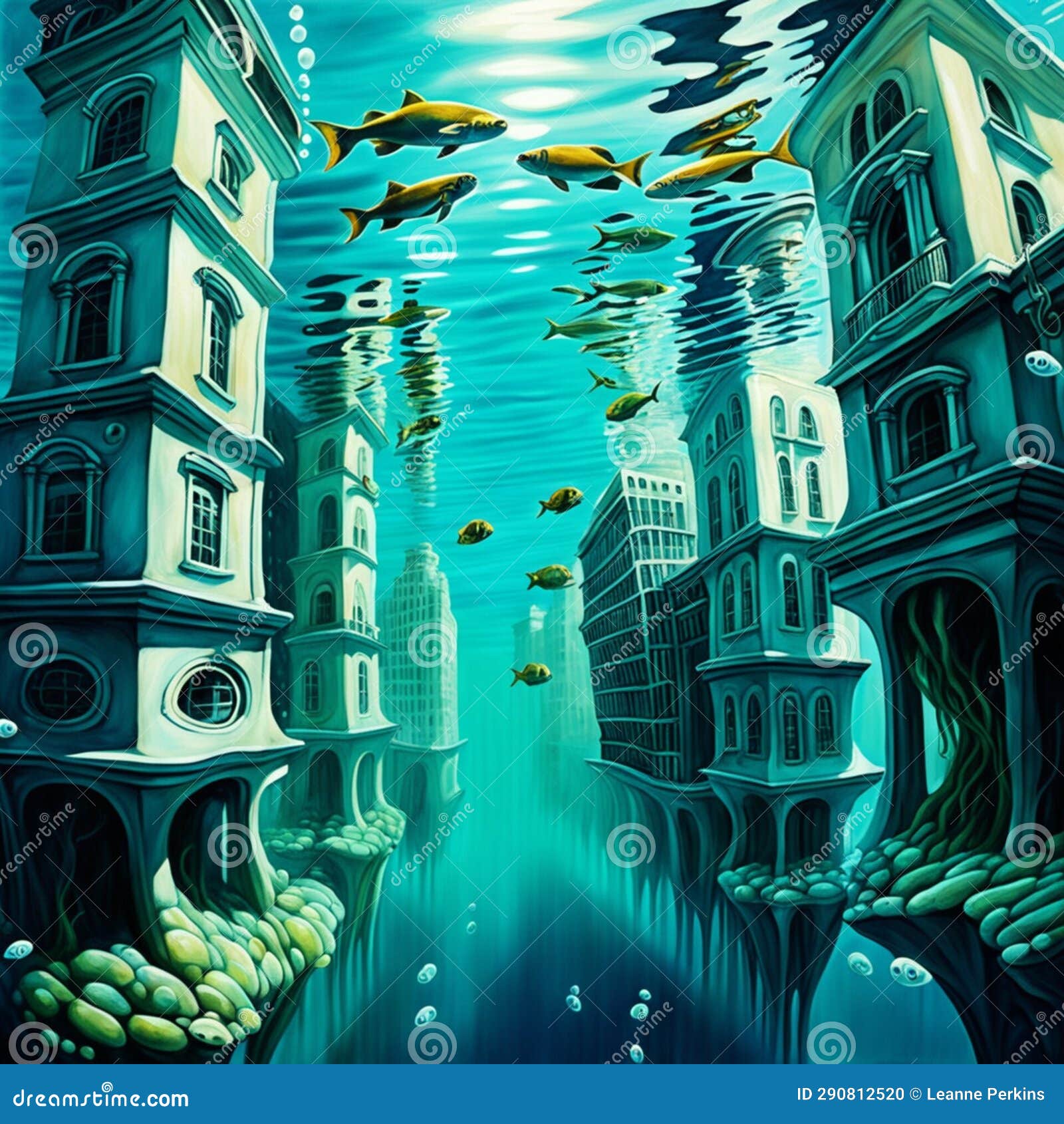 Underwater city Life stock illustration. Illustration of landmark ...