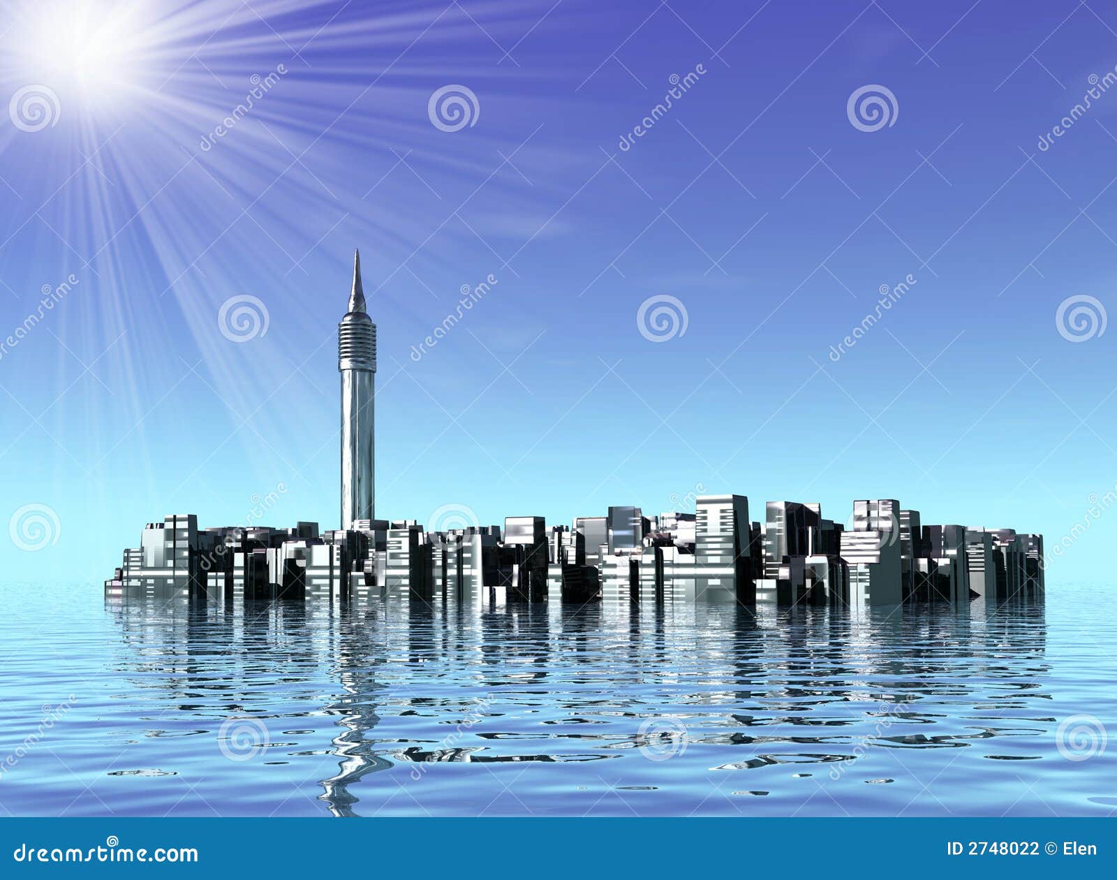 Underwater city in ocean stock illustration. Illustration of ...