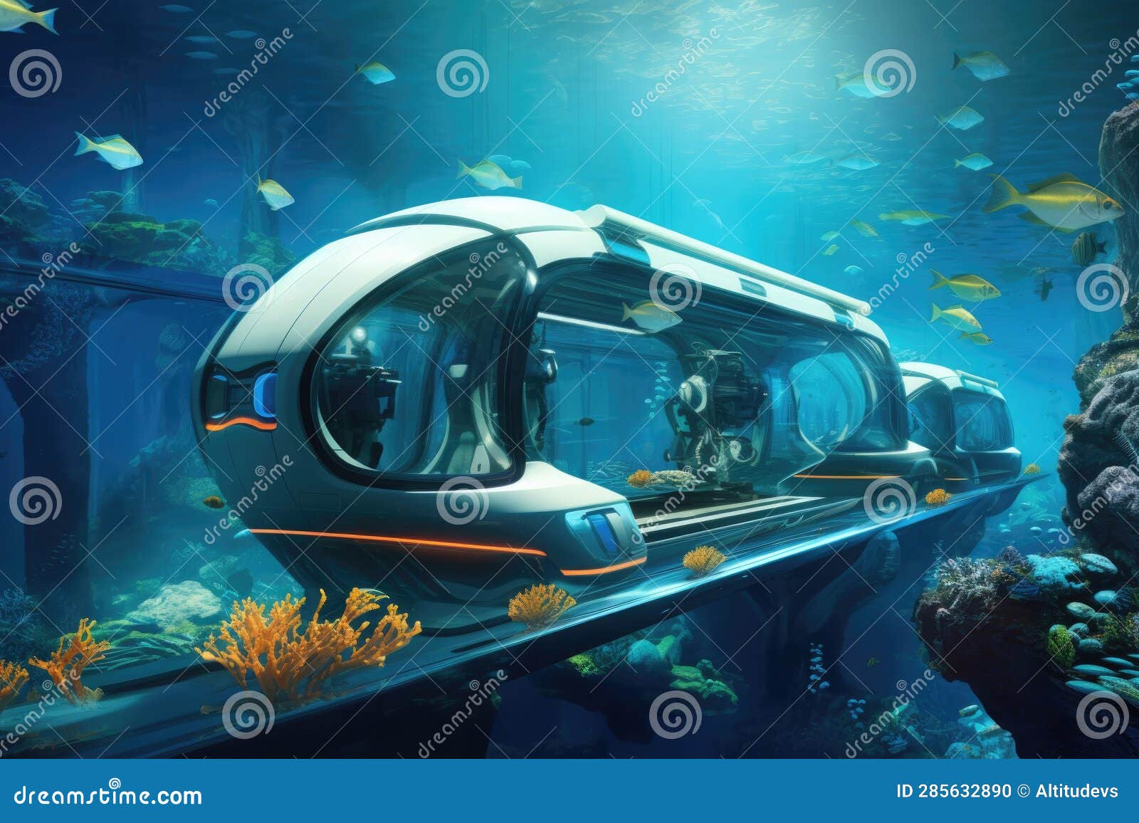 Underwater City Transportation System with Autonomous Vehicles Stock ...