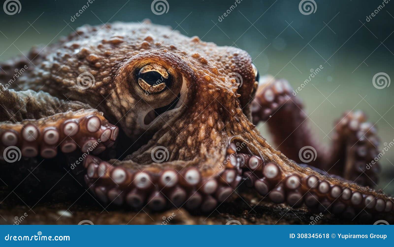 Underwater, Close Up of Octopus, Tentacle, Looking at Camera Generated ...