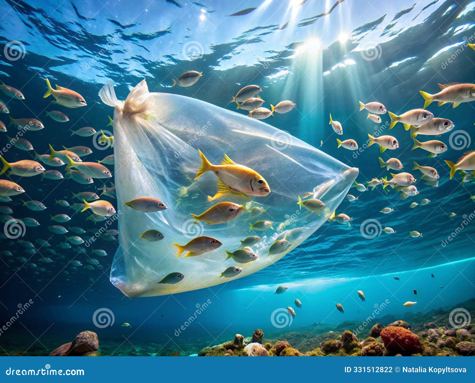 Fish Got Tangled in a Plastic Bag Underwater Concept of Global Problem ...