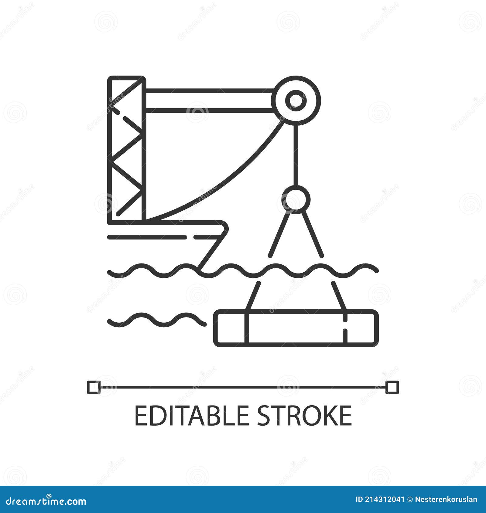 Underwater Construction Linear Icon Stock Vector - Illustration of ...