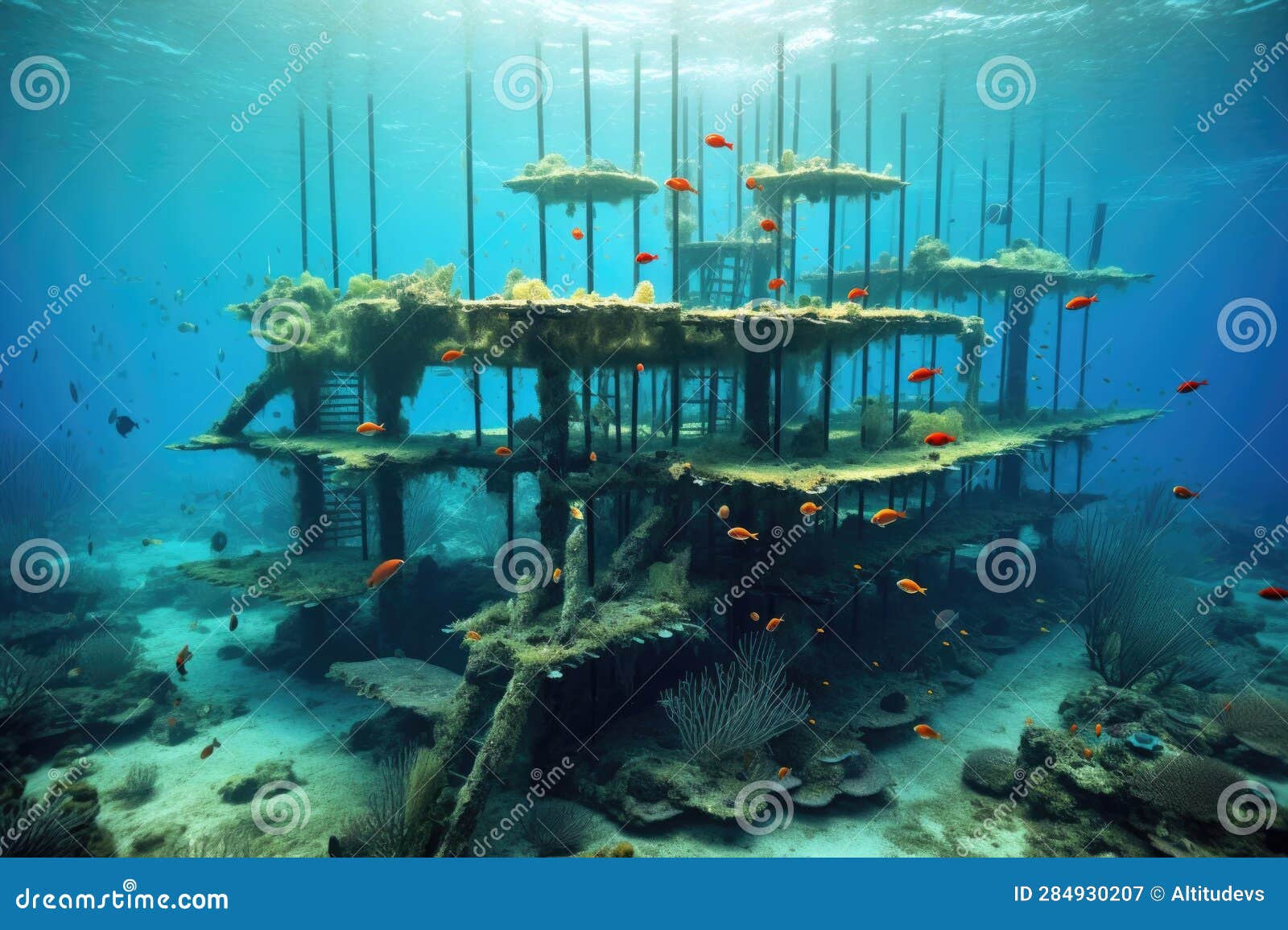Underwater Coral Nursery for Reef Restoration Stock Image - Image of ...