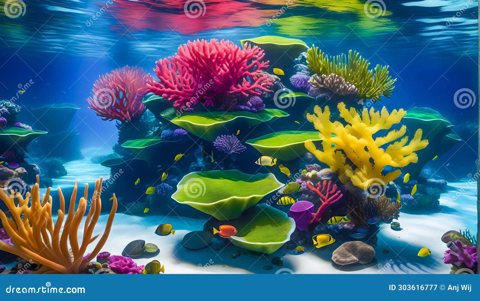 Underwater Coral Reef and Colored Alga Stock Illustration ...