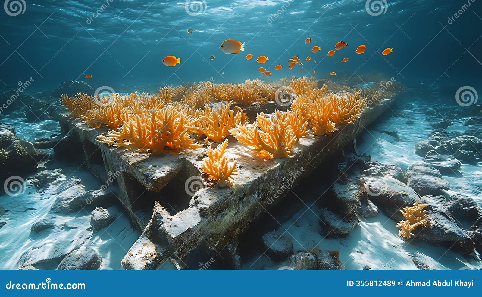 Underwater Coral Reef Restoration on a Sunken Structure with Vibrant ...