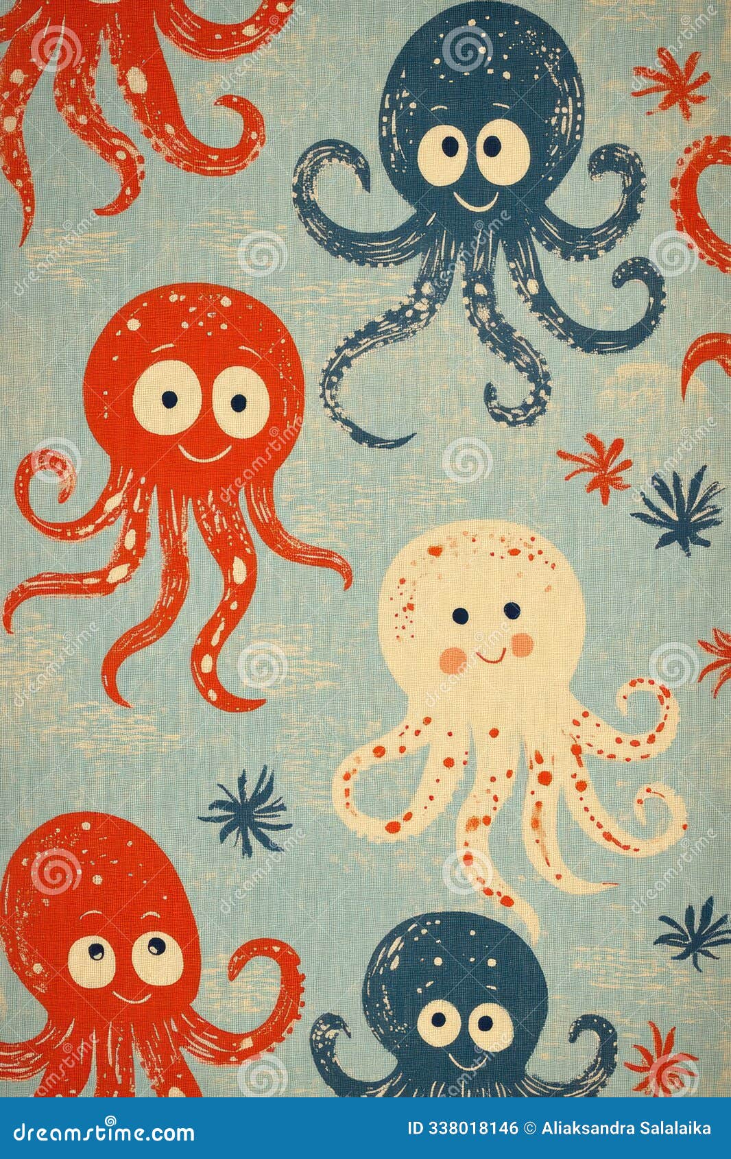 Underwater Creature Pattern, Lively Ocean-themed Design Featuring ...