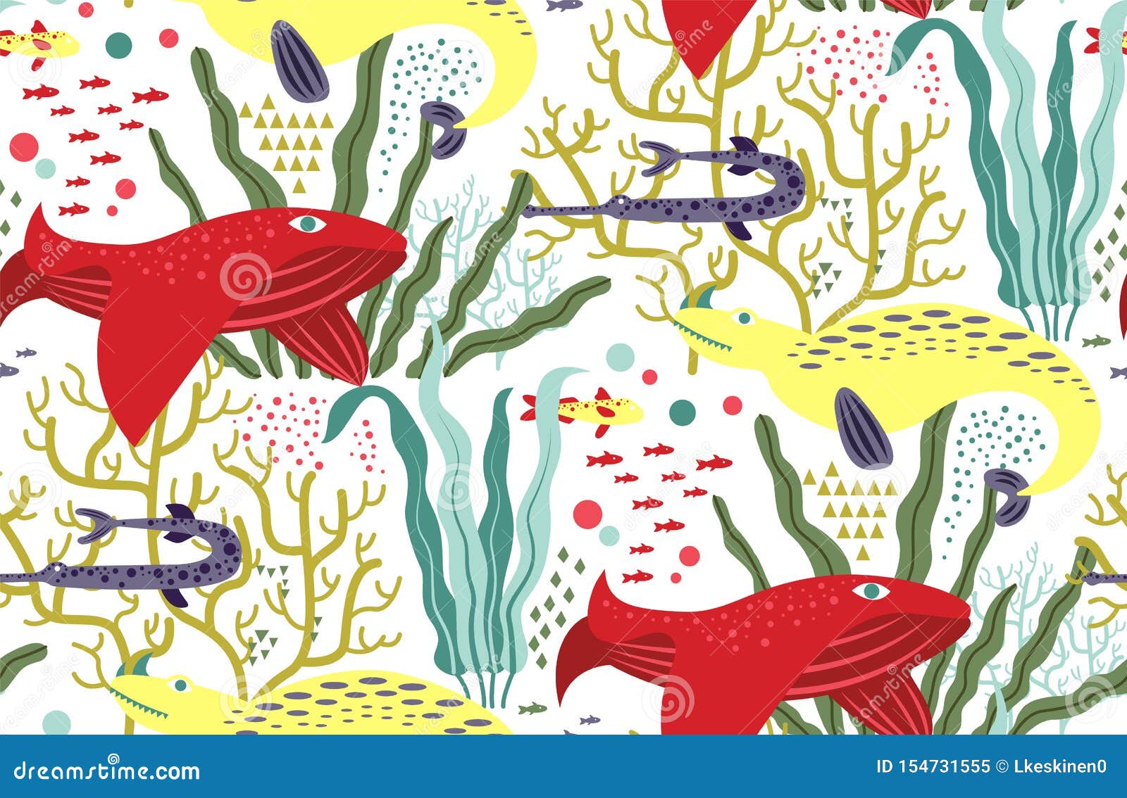 Sea Creatures - Pattern Vector Illustration | CartoonDealer.com #220984300