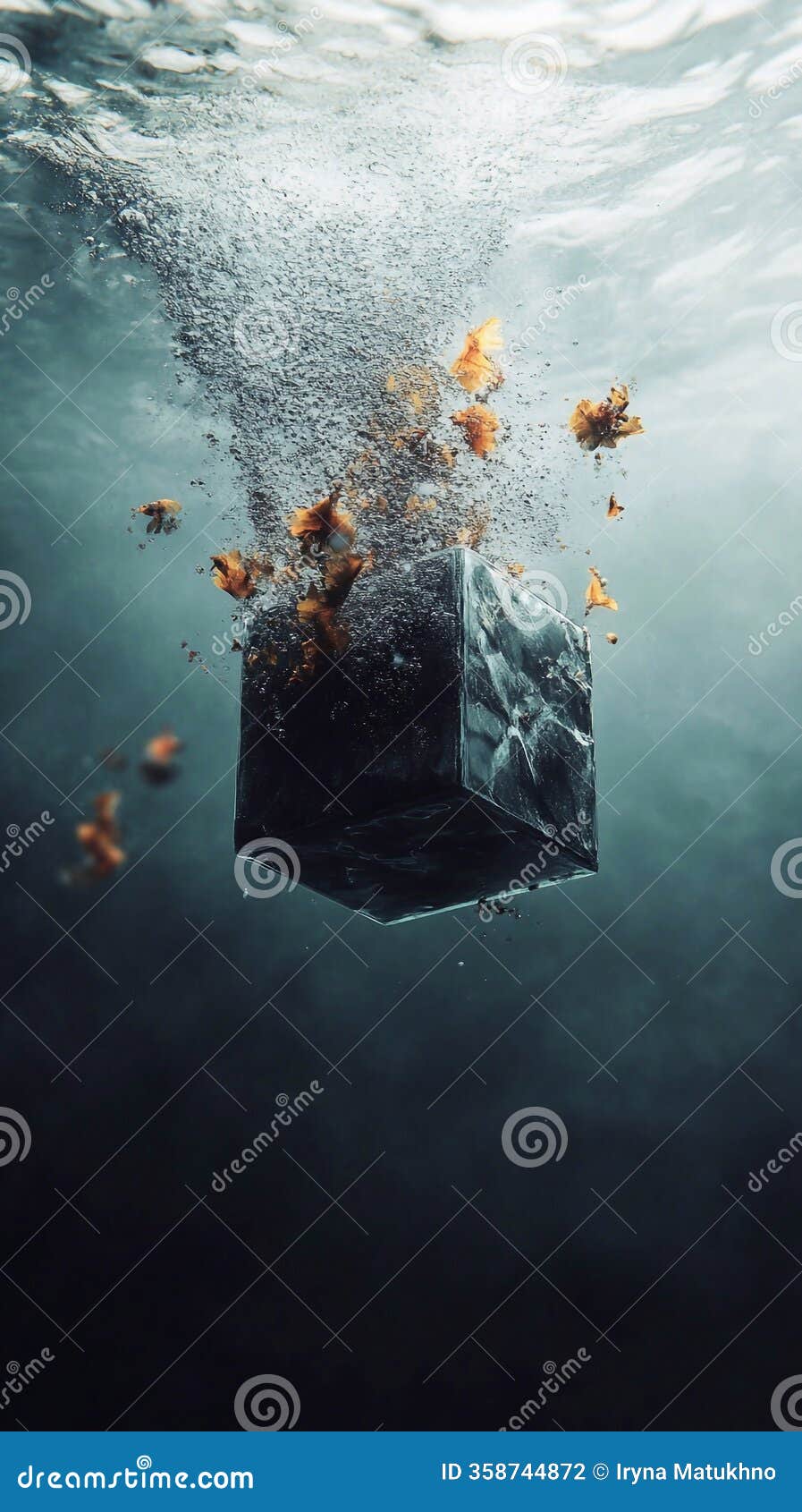 Underwater Cube Surrounded by Swirling Particles Creates an Intriguing ...