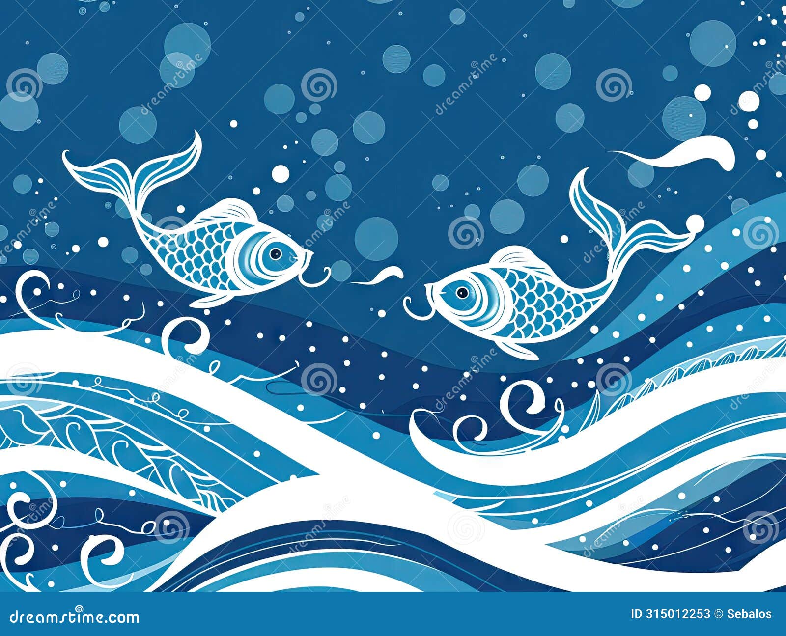 Underwater Dance of Fish Amidst the Serene, Flowing Waves Stock ...