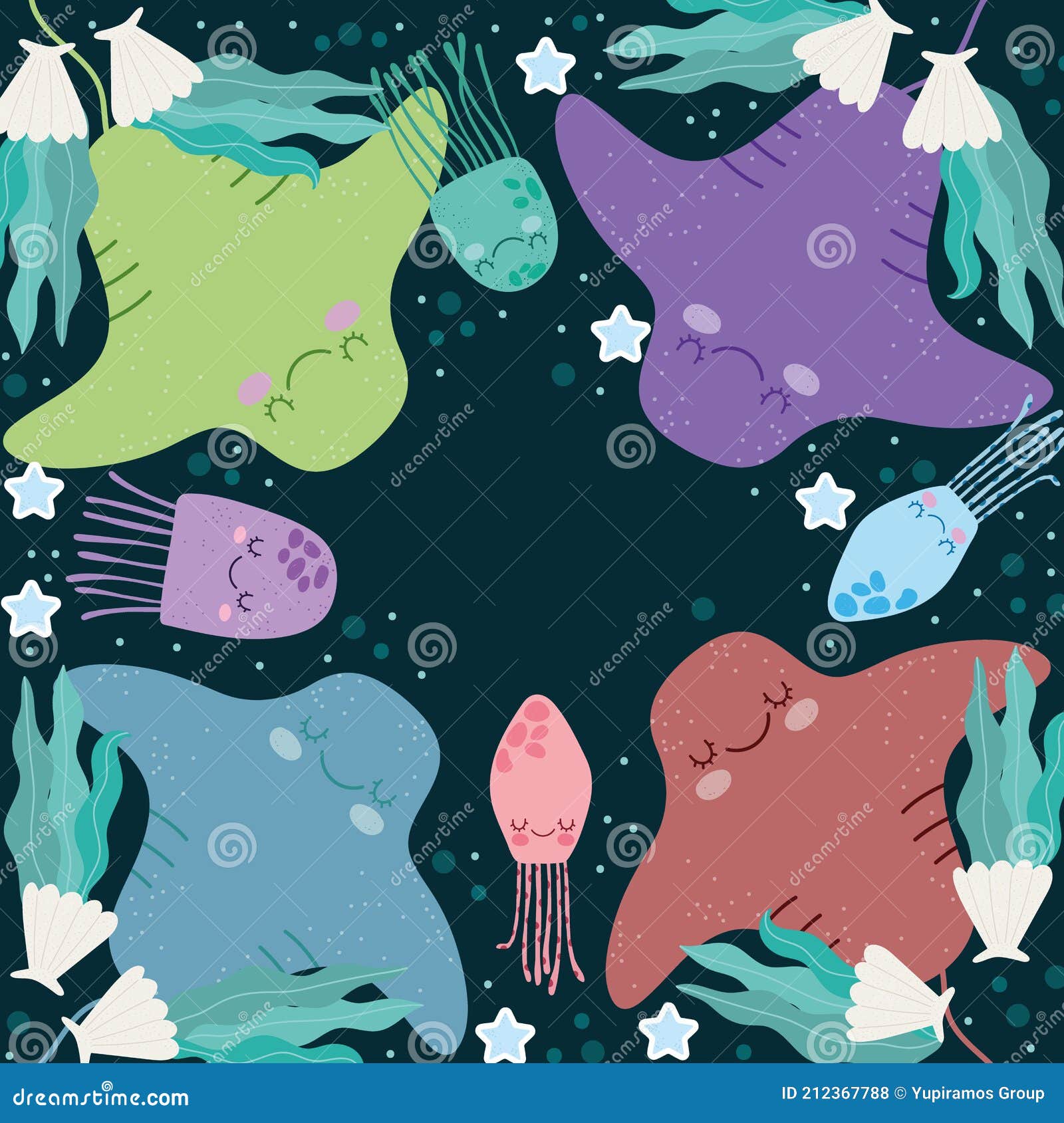 Underwater Different Animals Stock Vector - Illustration of tropical ...