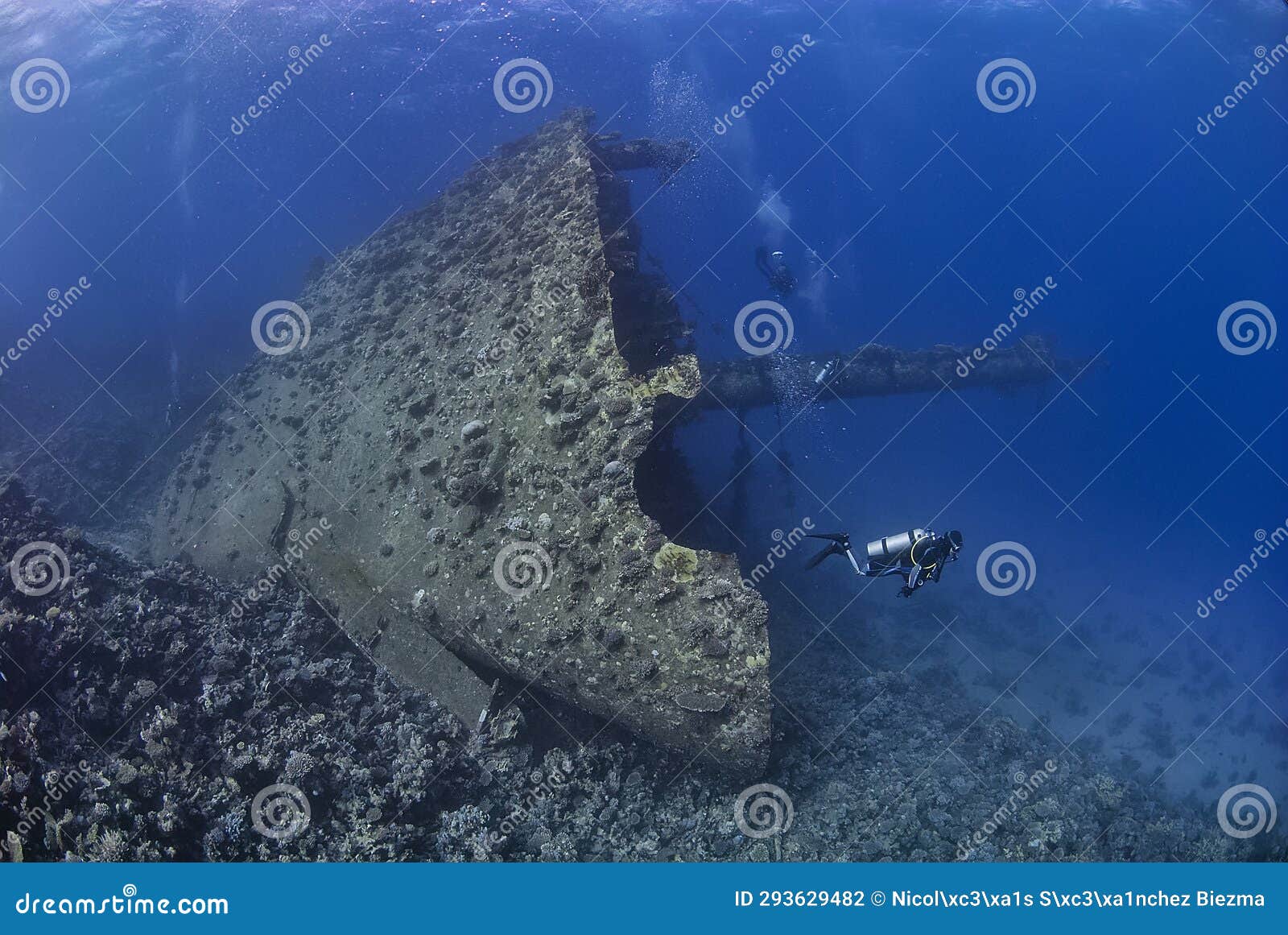 Underwater Exploration of a Sunken Shipwreck in the Red Sea Stock Photo ...