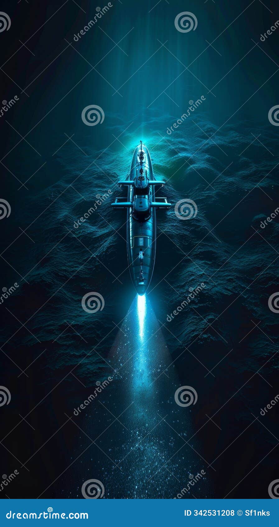 Underwater Exploration Vehicle Illuminating the Dark, Mysterious Ocean ... Underwater Exploration Vehicle Illuminating the Dark, Mysterious Ocean ...