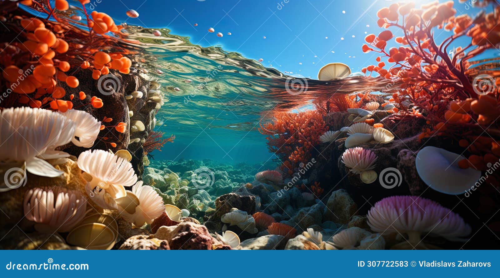 Underwater Extravaganza: Huge Shells and Soft Coral Branches Surround ...