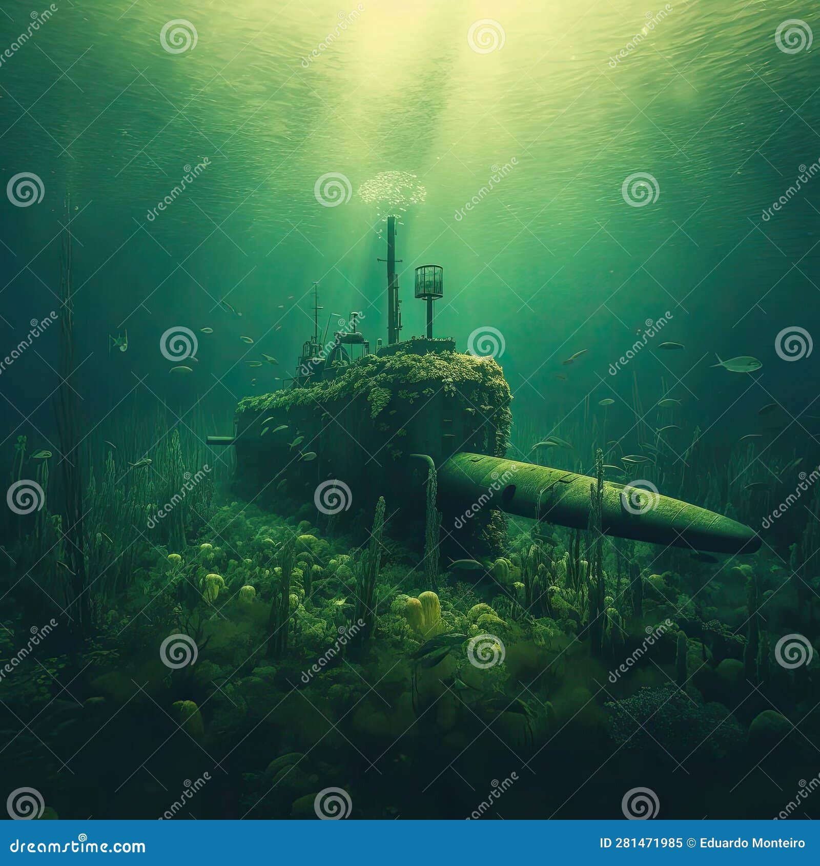 Underwater Fantasy Submarine in the Sea Stock Illustration ...