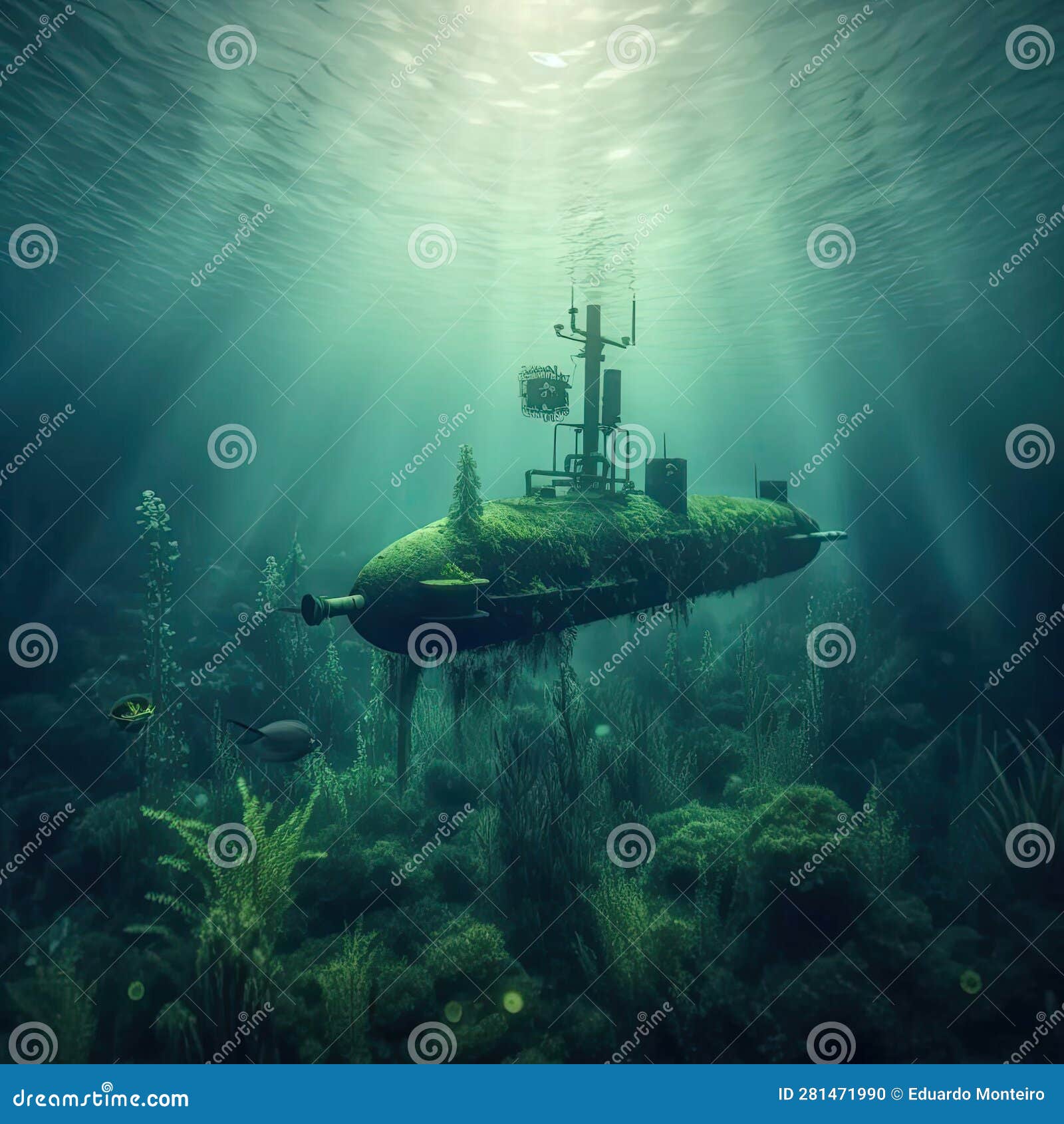 Underwater Fantasy Submarine in the Sea Stock Illustration ...