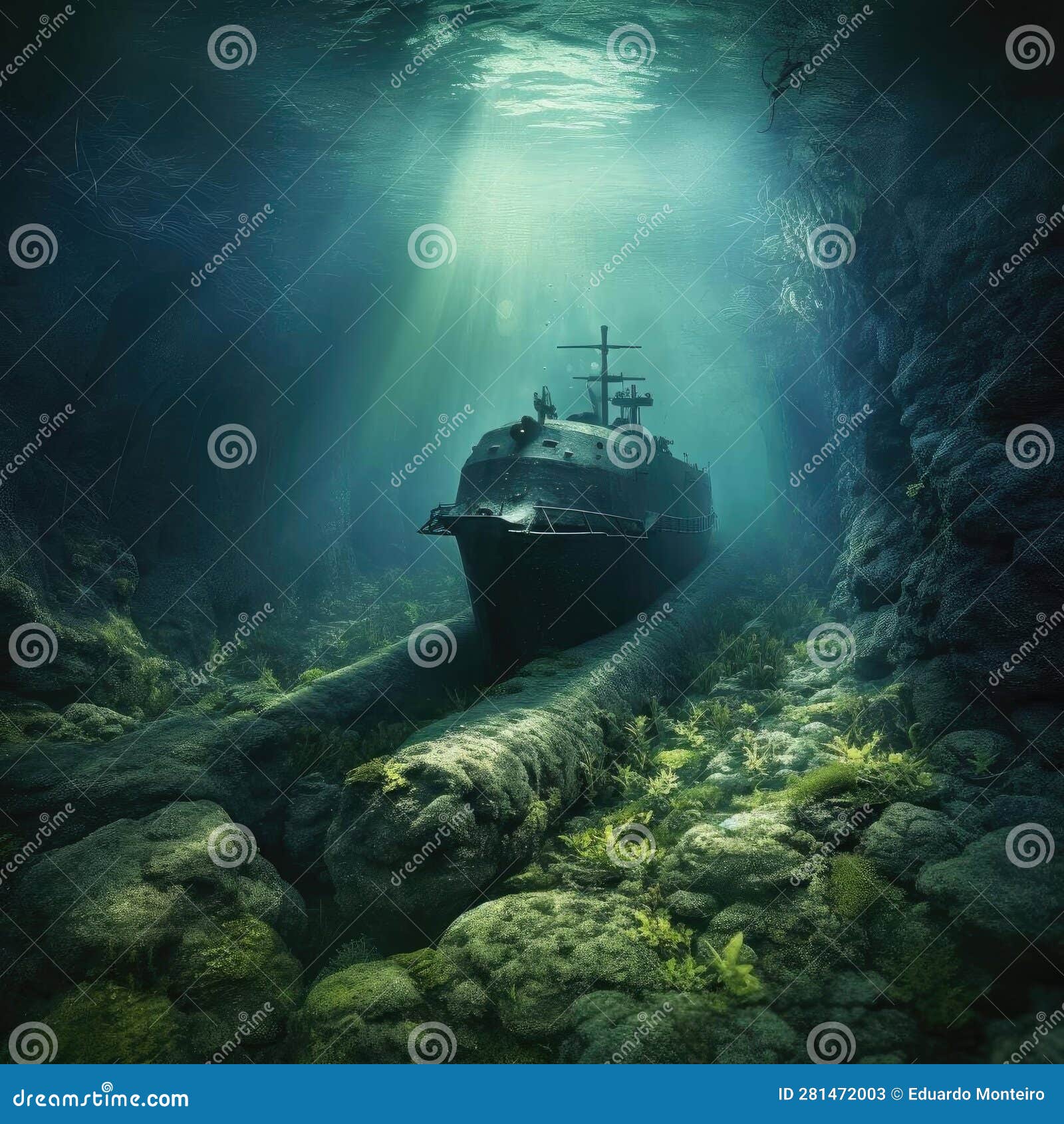 Underwater Fantasy Submarine in the Sea Stock Illustration ...