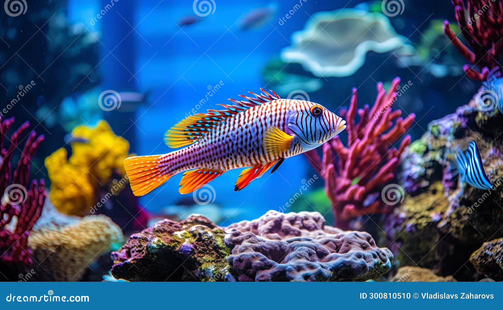 Underwater Fauna and Flora: Multi Colored Fish among Corals and Algae ...