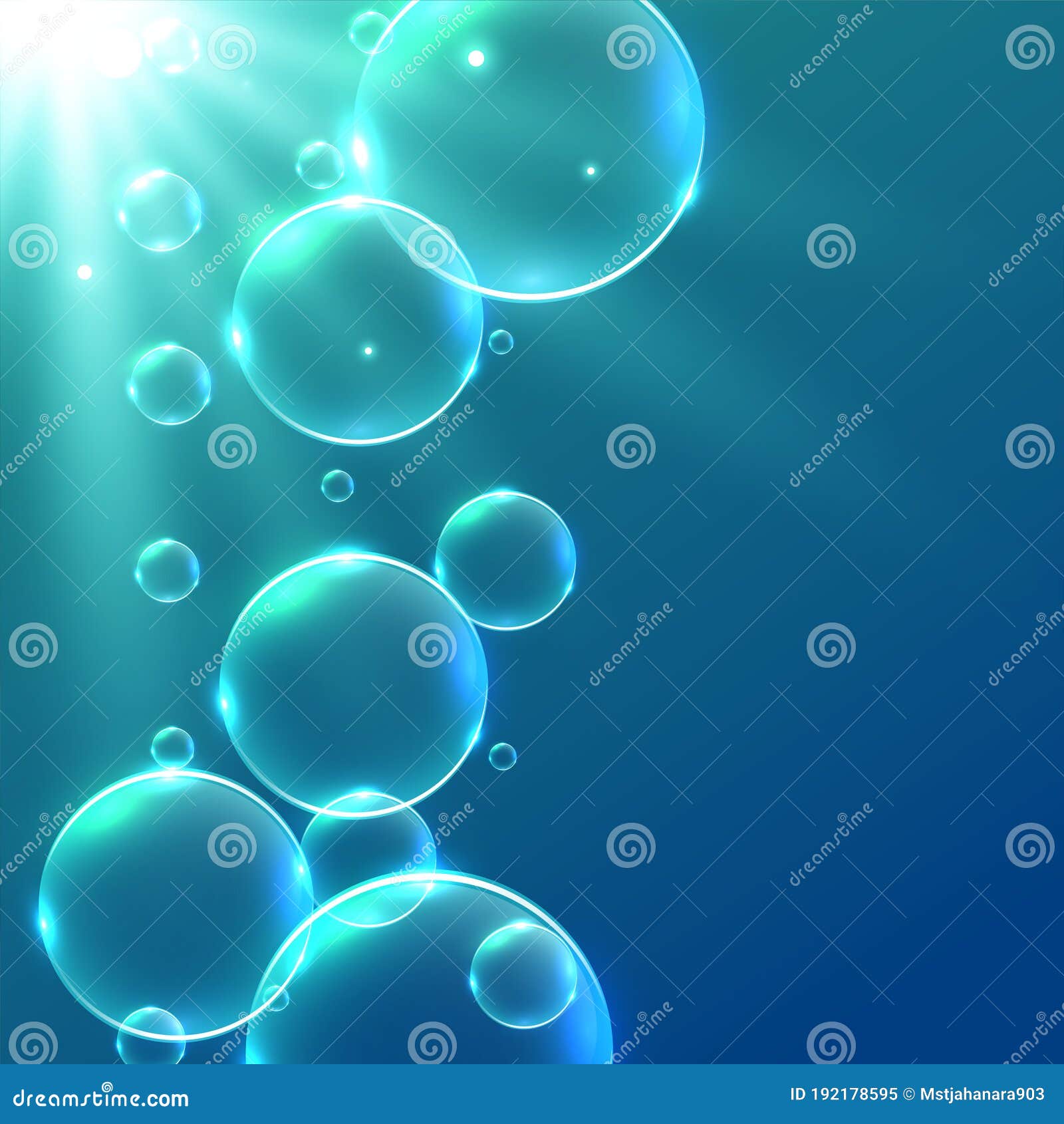 Underwater Floating Bubbles Background with Sun Rays Stock Vector ...