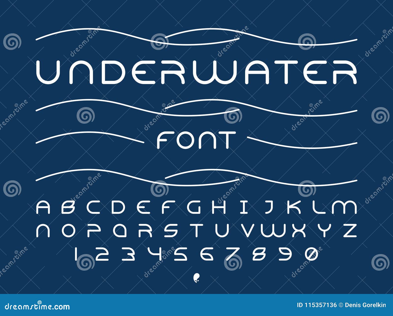 Underwater Font. Vector Alphabet Stock Vector - Illustration of typeset ...