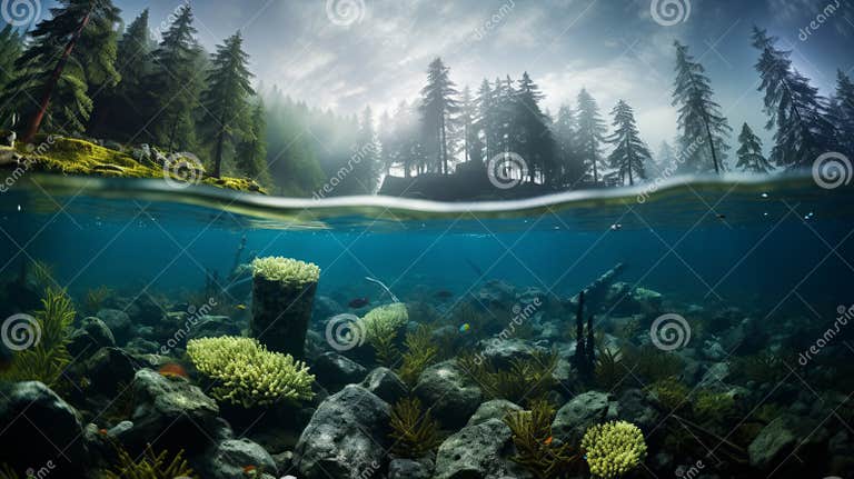 Underwater Forest: a Dreamlike Ecosystem of Trees and Plants Stock ...