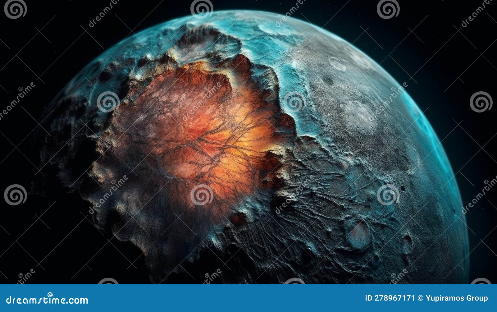 Underwater Galaxy Glows in Abstract Blue Illustration of Futuristic ...